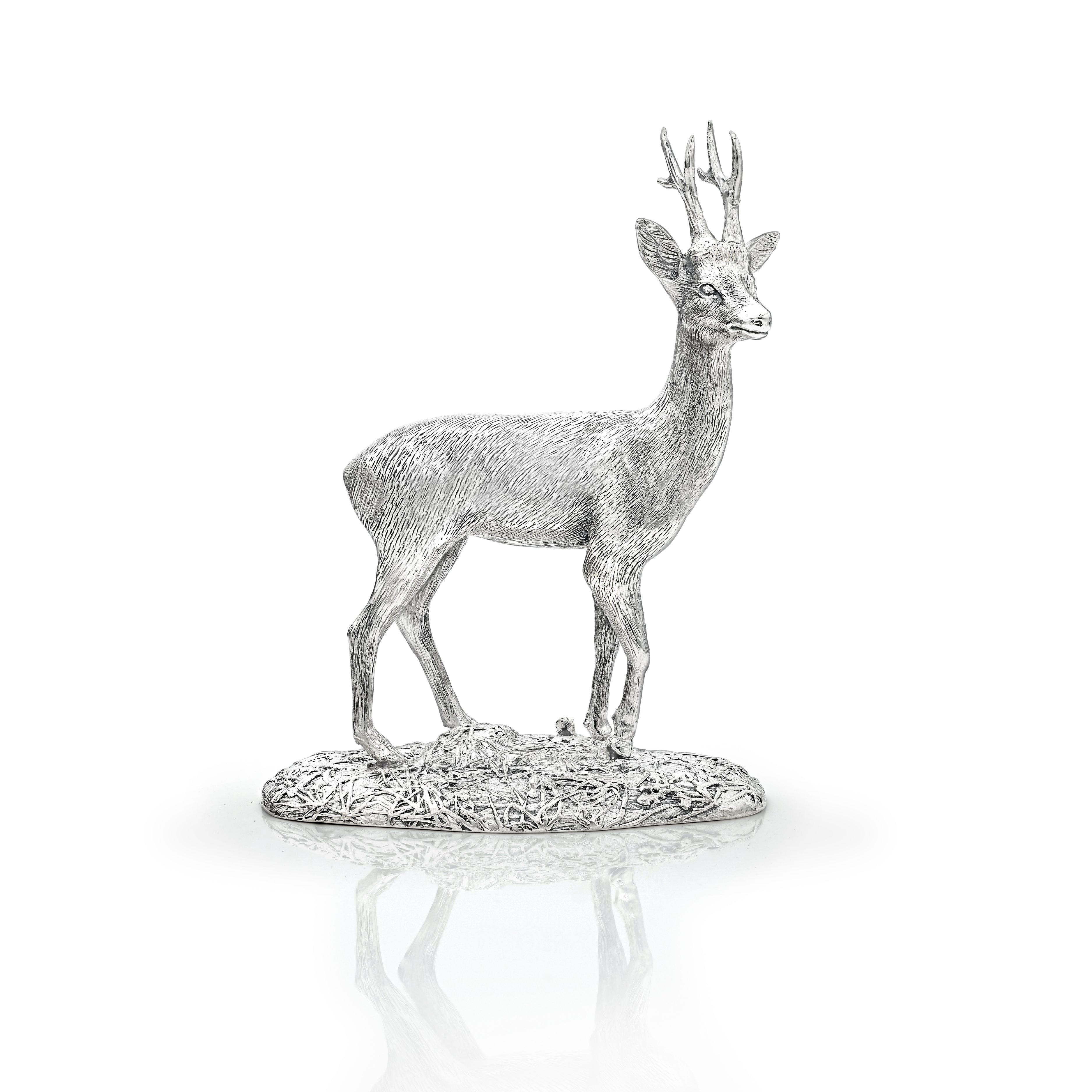 Handcrafted Sterling Silver Roe Buck | Forest Animal Sculpture ...